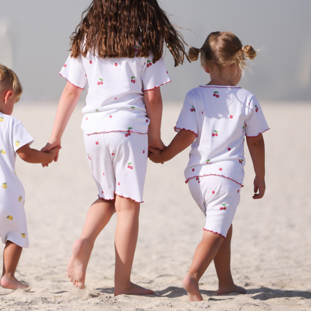 Cherry Print Summer Pyjamas for Kids – Rosa and Blue