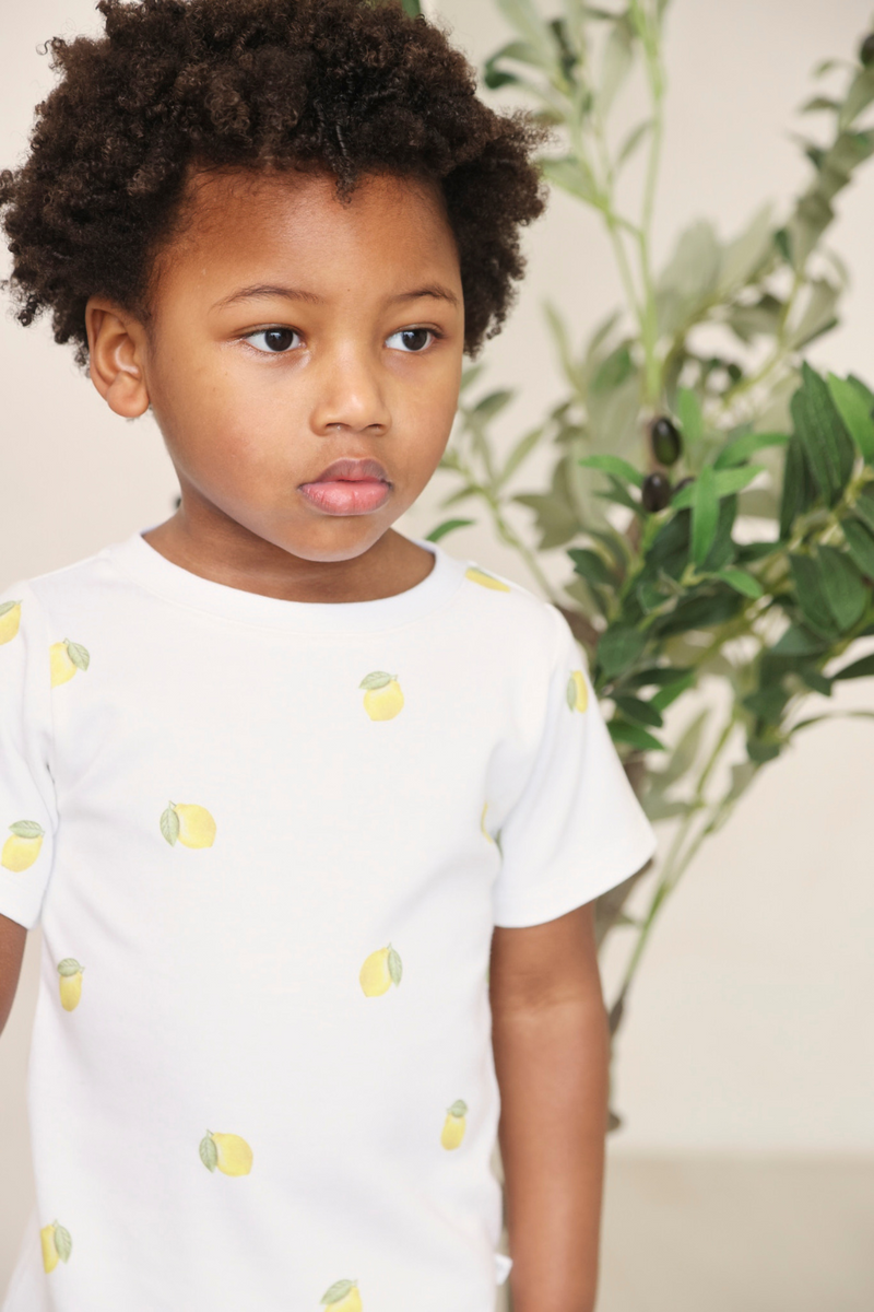 Lemon Print Summer Cotton Pyjamas for Kids – Rosa and Blue