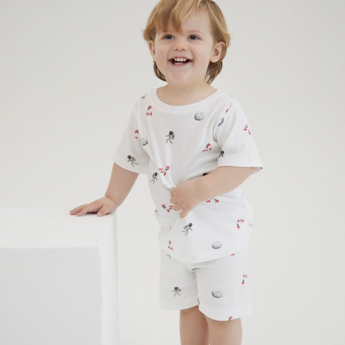 Space Print Summer Pyjamas for Kids – Rosa and Blue